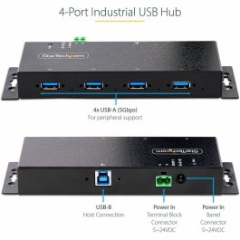 StarTech 4-Port Industrial USB 3.0 Hub Rugged USB Hub w/ ESD and Surge ...